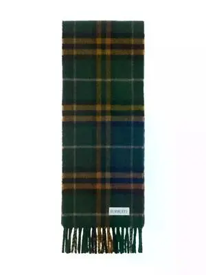 Burberry Check-pattern Fringed Cashmere Scarf - Green