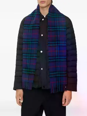 Burberry Checked Fringed Scarf - Blue
