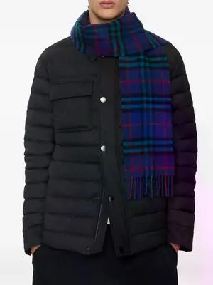 Burberry Checked Fringed Scarf - Blue