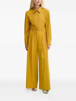 ISABELLE BLANCHE Belted Pleated Palazzo Pants - Yellow