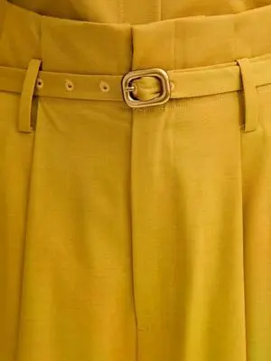 ISABELLE BLANCHE Belted Pleated Palazzo Pants - Yellow
