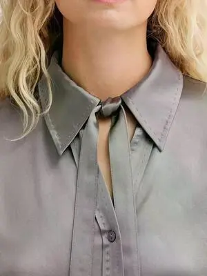 ISABELLE BLANCHE Tie-detail Shirt - Grey