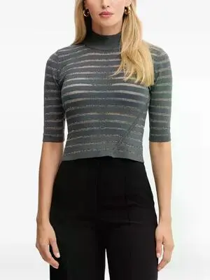 SIMONA CORSELLINI Striped Mock-neck Top