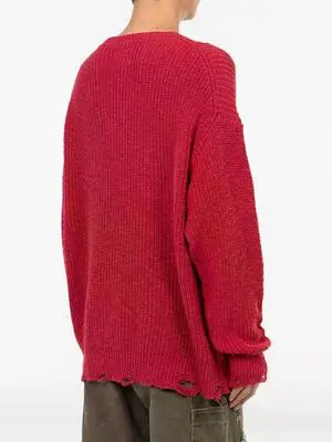 KAMIYA Frayed Hem Sweater - Red