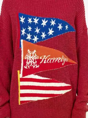 KAMIYA Frayed Hem Sweater - Red