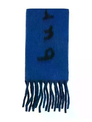 Burberry Logo-detail Fringed Scarf - Blue