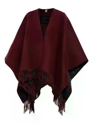 Burberry Reversible Fringed Cape - Red