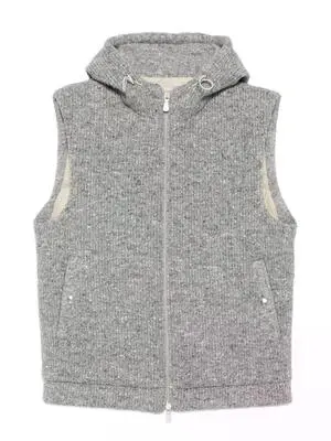 Eleventy Hooded Ribbed Gilet - Grey