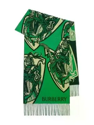 Burberry Logo-jacquard Scarf - Green