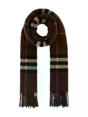 Burberry Checked-pattern Fringed-hem Scarf - Brown