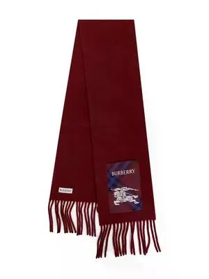 Burberry Fringed Logo-patch Scarf - Red