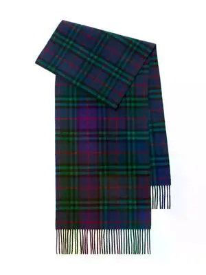 Burberry Checked Fringed Scarf - Blue