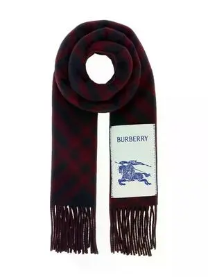 Burberry Checked Cashmere Scarf - Blue