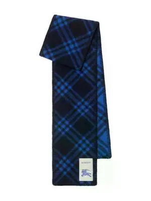 Burberry Check-pattern Wool Scarf - Blue