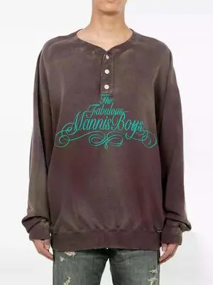 KAMIYA Henley Neck Distressed Sweatshirt