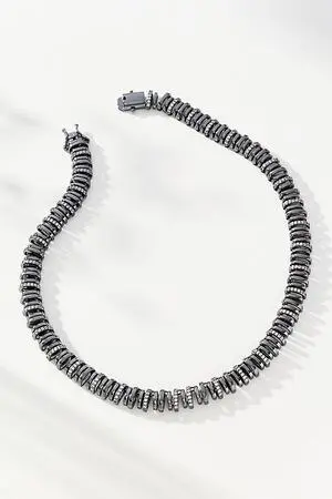 Anthropologie Linked Bead Short Necklace - Gunmetal