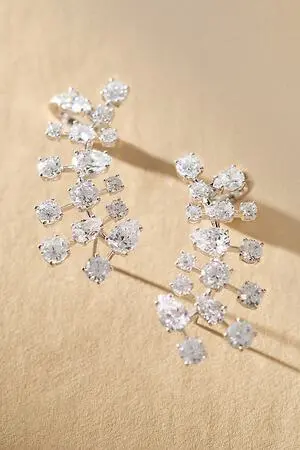 Nadri Hollywood Crystal Cluster Climber Earrings - Silver