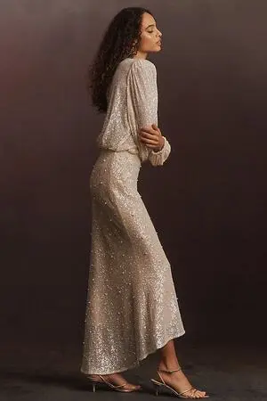MARE MARE Sequin Long-sleeve Maxi Dress