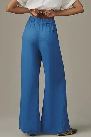 Maeve Brooklin Linen Tie-front Pull-on Pants - Smoked Blue