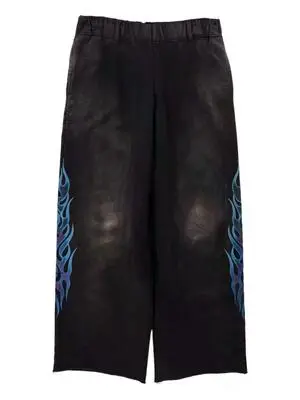 KAMIYA Flame-print Distressed Trousers