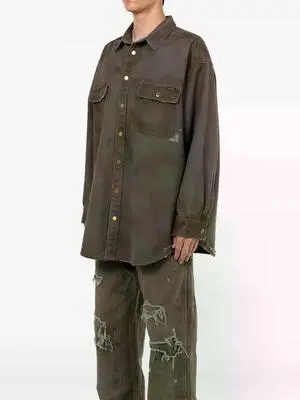 KAMIYA Ripped-detail Pocket Shirt - Grey