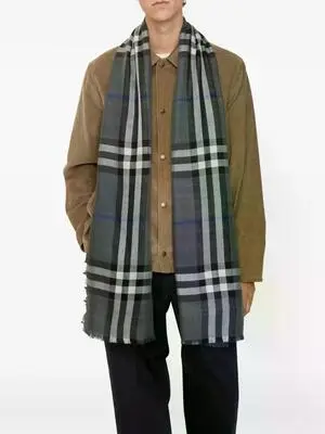 Burberry Checked Frayed Scarf
