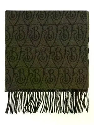 Burberry Monogram Fringed Scarf - Green