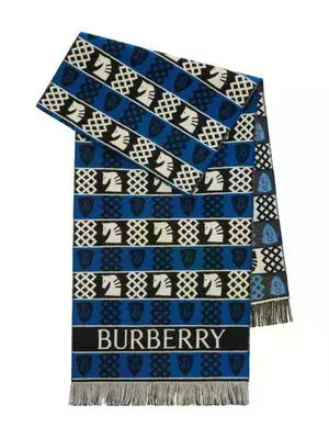 Burberry Patterned-jacquard Scarf - Blue