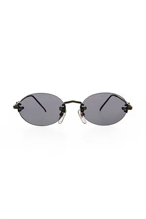 SUNGLASS MUSEUM Vintage Alpha Rimless Oval Sunglasses - Gray Lens And Copper Frame