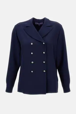 Ralph Lauren Camicia In Seta Con Bottoni - Blu