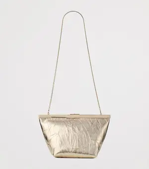 JIMMY CHOO Metallic Leather Ganache Clutch - Silver