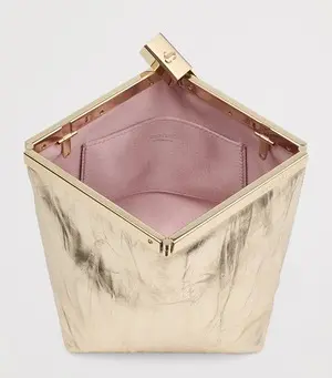 JIMMY CHOO Metallic Leather Ganache Clutch - Silver