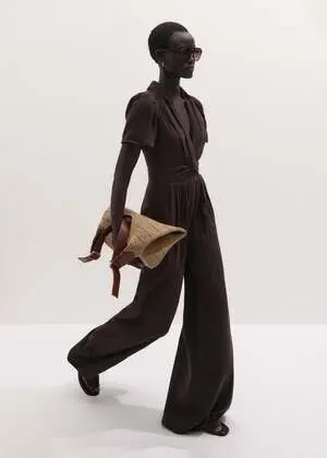 ME+EM Twisted Front Cheesecloth Jumpsuit - Ganache Brown