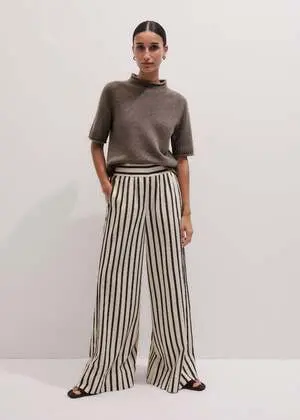 ME+EM Linen-blend Spring Stripe Wide-leg Trousers