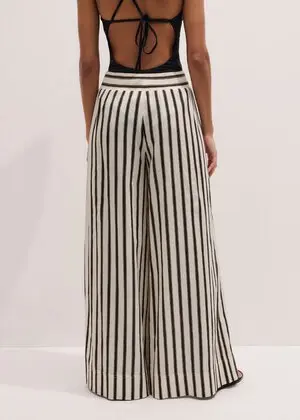 ME+EM Linen-blend Spring Stripe Wide-leg Trousers