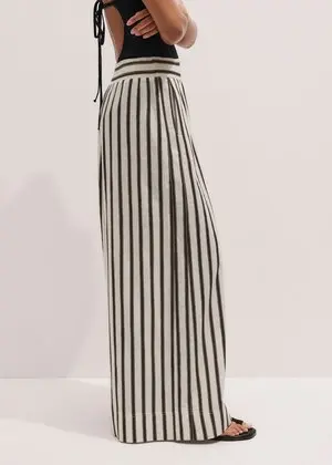 ME+EM Linen-blend Spring Stripe Wide-leg Trousers