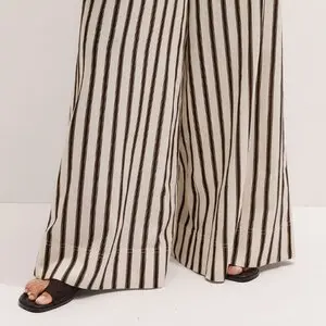 ME+EM Linen-blend Spring Stripe Wide-leg Trousers