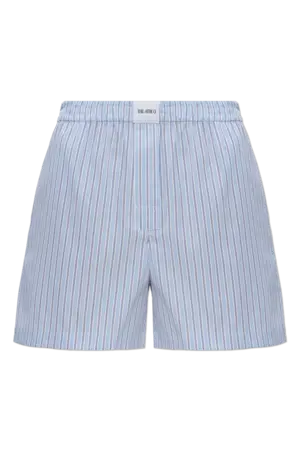 Attico Striped Cotton Wide Leg Shorts - Light Blue