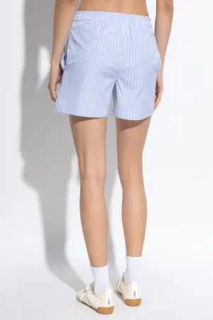 Attico Striped Cotton Wide Leg Shorts - Light Blue