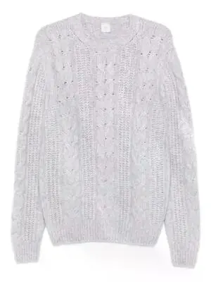 Eleventy Cable-knit Crew-neck Sweater - Grey