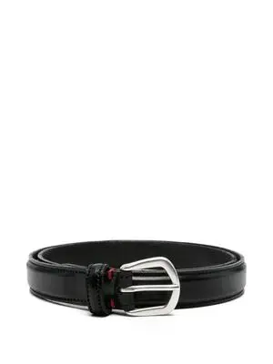 Eleventy Leather Belt With Stitch Detail - Black