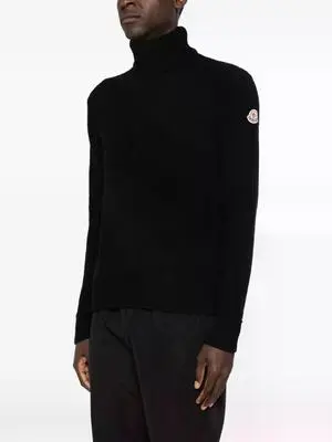 Moncler Turtleneck Long-sleeve Sweater With Logo Patch