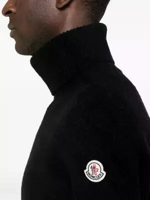 Moncler Turtleneck Long-sleeve Sweater With Logo Patch