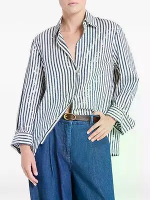 TWP Striped Sequin-embellished Shirt