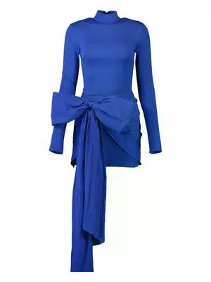 David Koma Long-sleeve Bow-detail Mini Dress - Blue
