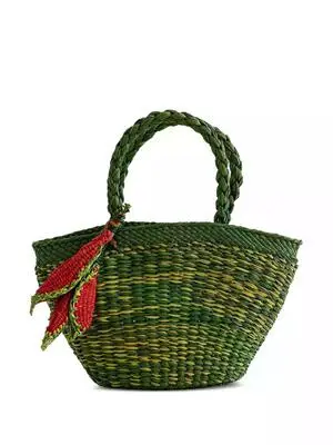 AMOR Y MEZCAL Woven Straw Tote Bag