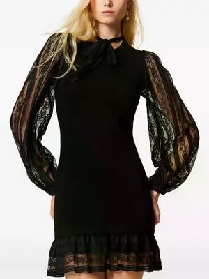 TWINSET Short Knit Dress With Lace Detailing