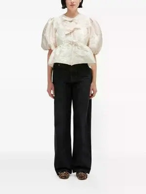 GANNI Bow Puff-sleeve Blouse