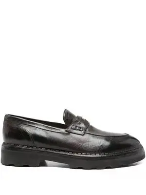Eleventy Embedded-coin Leather Loafers