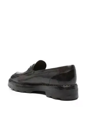 Eleventy Embedded-coin Leather Loafers